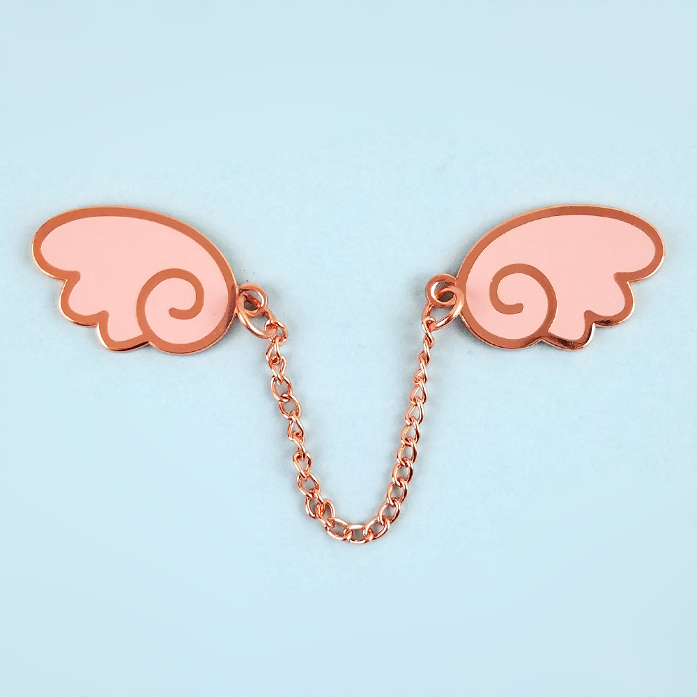 Angel Wings Rose Gold/Light Pink Enamel Pin – Flea Circus Designs